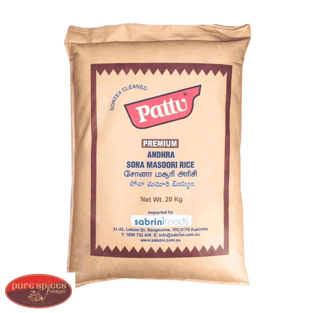 Pattu Sona Masuri Rice 20kg - Pure Spices Wagga
