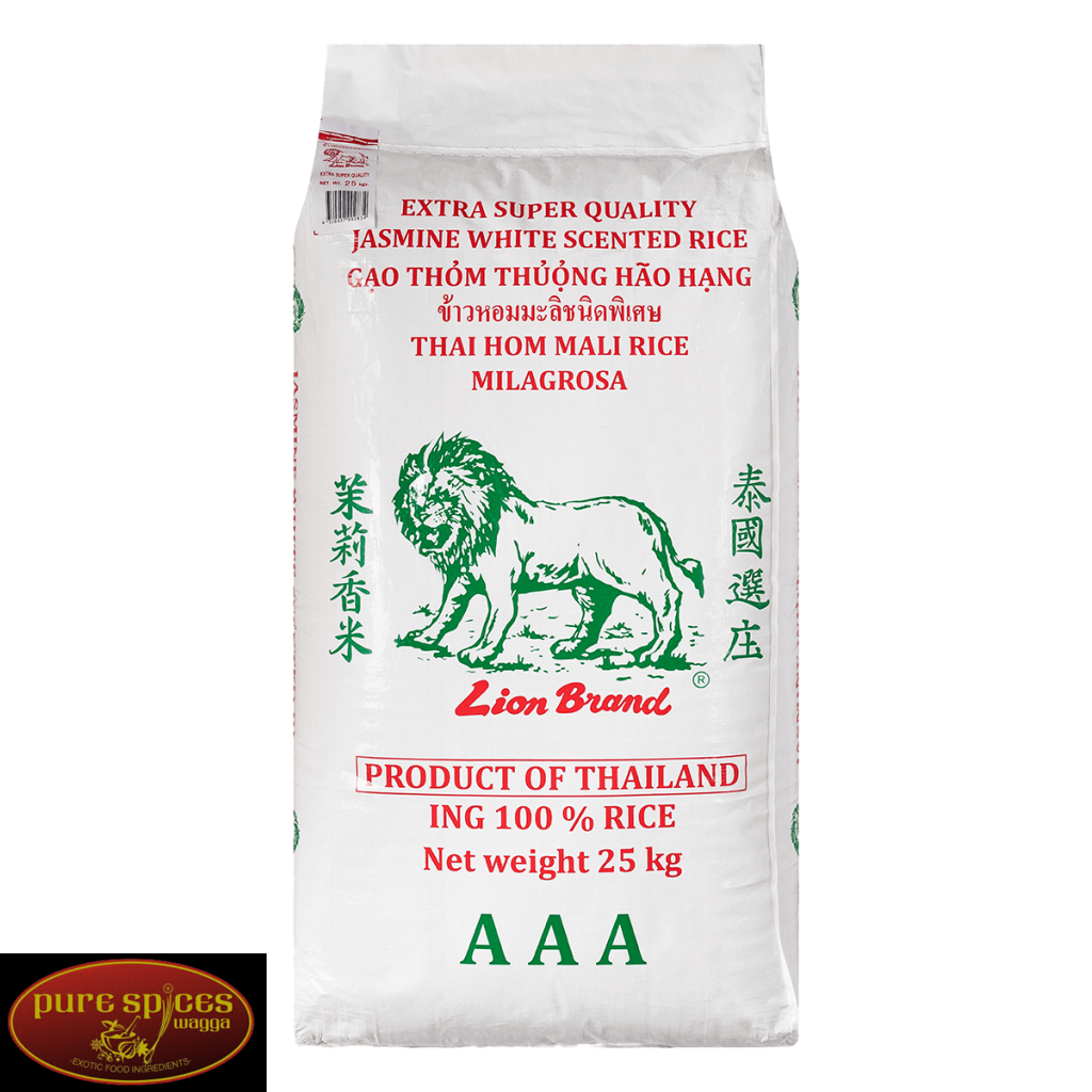 Lion Brand Jasmine Rice AAA 25kg - Pure Spices Wagga